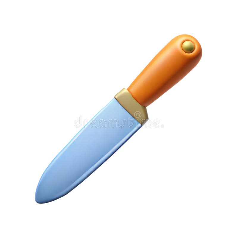3D Rendering of a Light Blue Knife with an Orange Handle Isolated on ...