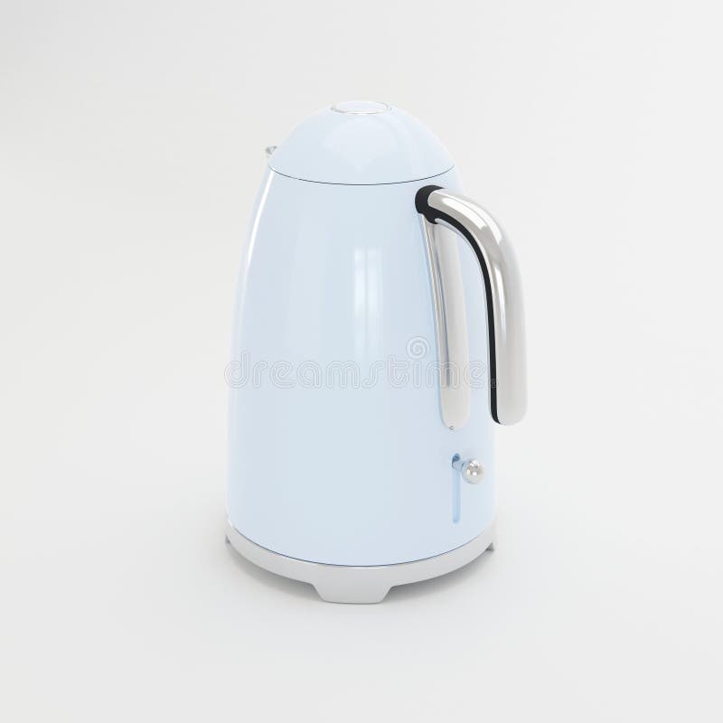3D Rendering Light Blue Vintage Electric Kettle Stainless Steel Stock ...