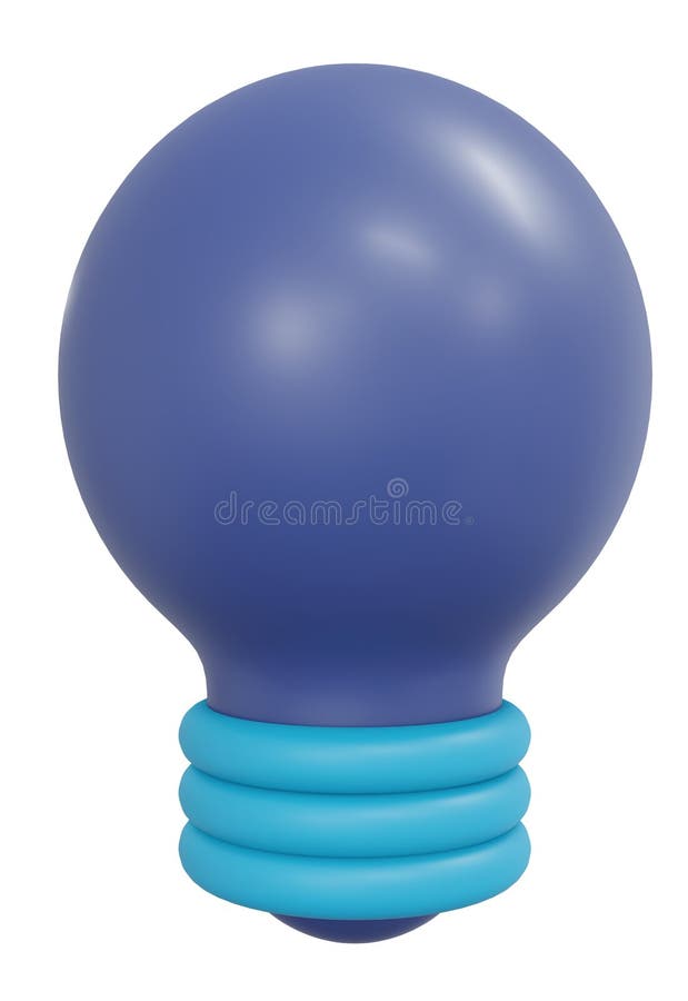 3D Rendering Light Bulb Cartoon Style. Stock Illustration ...