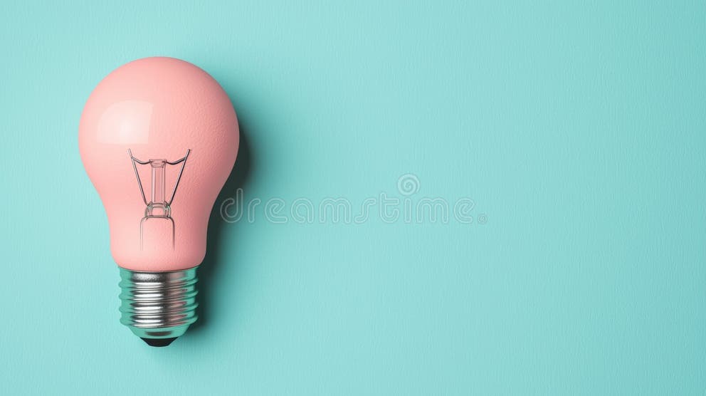 3D Rendering of a Light Bulb Icon on a Mint Green Background Stock ...