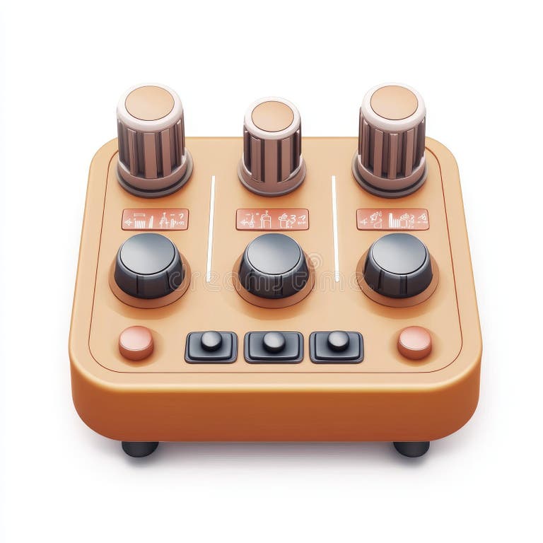 Retro Orange Control Panel with Knobs and Buttons Stock Illustration ...