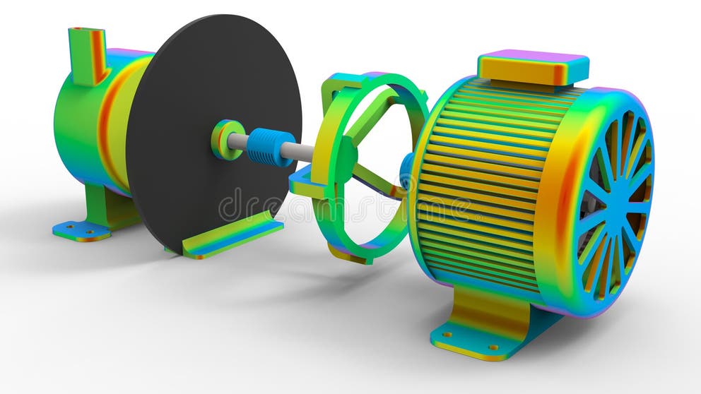 3D Rendering - Linear Exploded View of the Components of an Electric ...
