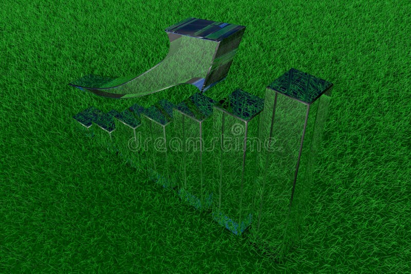 3d Rendering of a Linear Growth Bar Chart from Glass on Green Grass ...