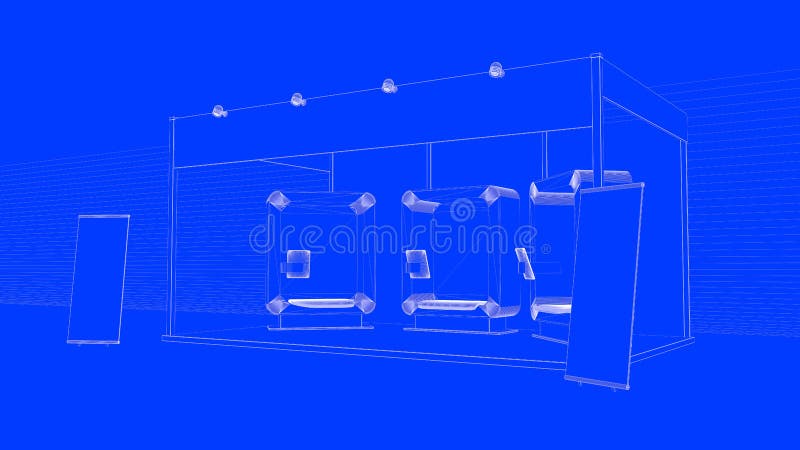 3d Rendering of a Lined Blueprint Exhibition Design with Booths Stock ...