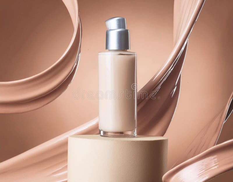 3D Rendering of Liquid Makeup Foundation Bottle with Cosmetic Cream ...