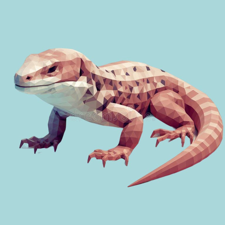 3D Rendering of a Lizard Low Polygon Isolated Stock Illustration ...