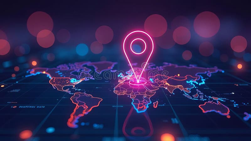 3D Rendering Location Pink Pin on a Map. Travel Destination Navigator ...