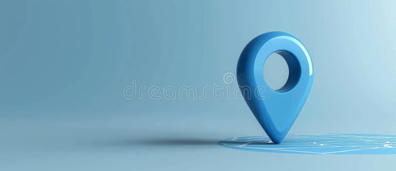 3D Rendering of a Locator Mark with a Pin or Navigation Icon ...