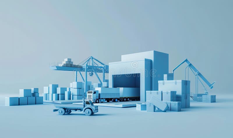 3D Rendering of a Logistics and Transportation Hub with Cargo ...