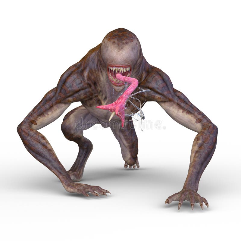 3D Rendering of a Long Tongue Alien Stock Illustration - Illustration ...