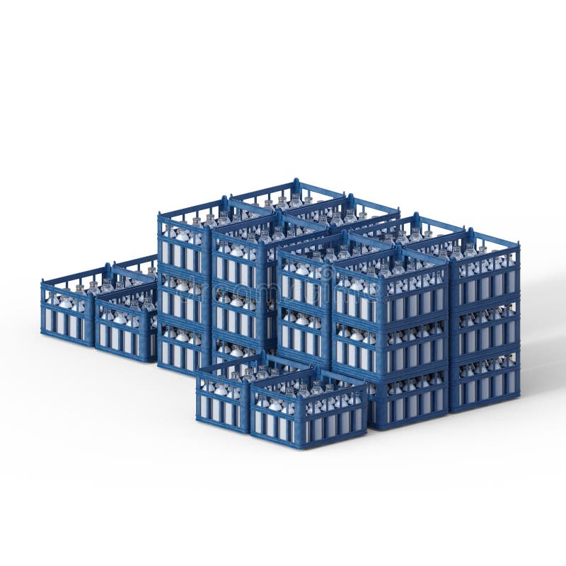 3D-illustration of a Stack with Milk Bottles Stock Illustration ...