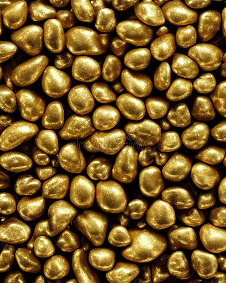 3D Rendering ,lots of Gold Pebbles Stock Illustration - Illustration of ...