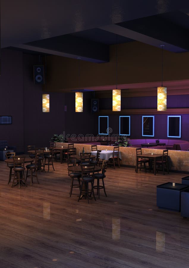 3D Rendering Lounge Bar Interior Stock Photo - Image of rendering ...