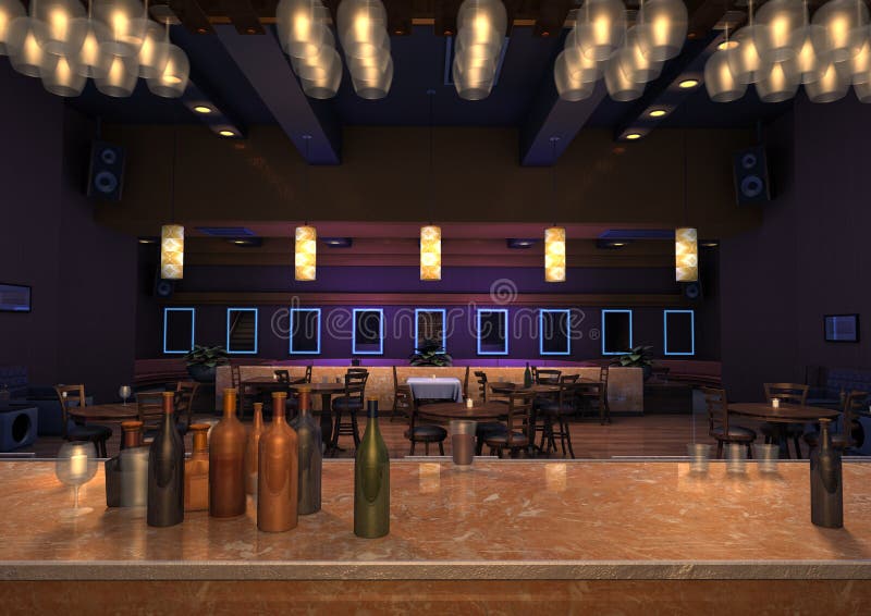 3D Rendering Lounge Bar stock illustration. Illustration of city - 81441407