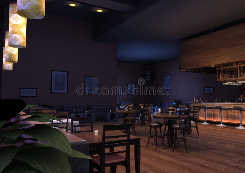 3D Rendering Lounge Bar stock illustration. Illustration of wine - 80776735
