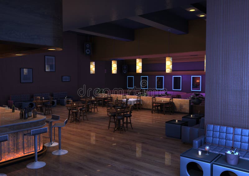 3D Rendering Lounge Bar stock illustration. Illustration of luxury ...
