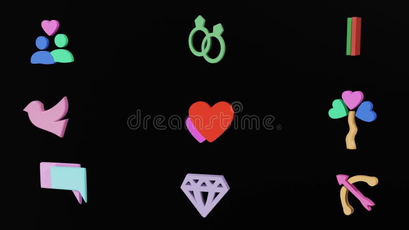 3D Rendering -Low Polly Wedding Icon Stock Video - Video of modern ...