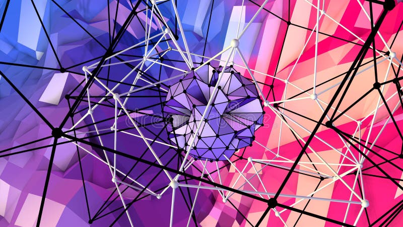 3d Rendering of Low Poly Background with 3d Objects Grid and Modern ...