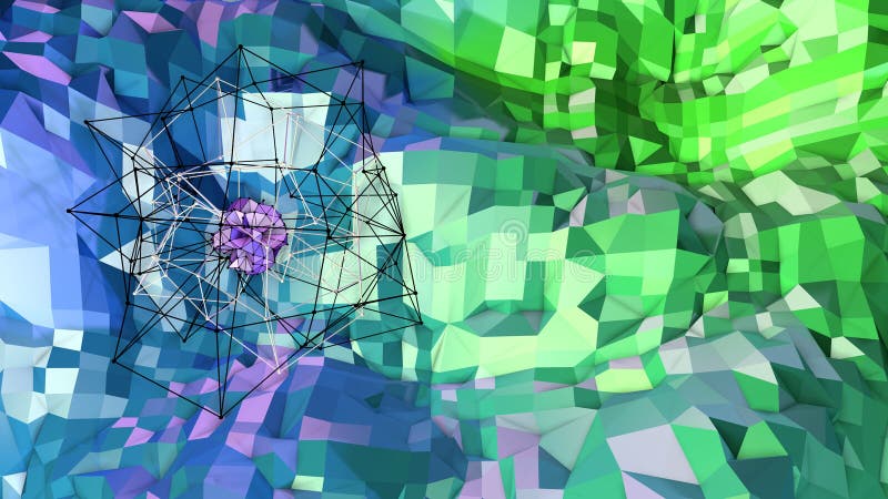 3d Rendering of Low Poly Background with 3d Objects Grid and Modern ...