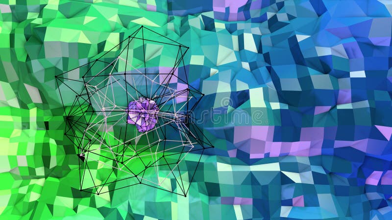 3d Rendering of Low Poly Background with 3d Objects Grid and Modern ...