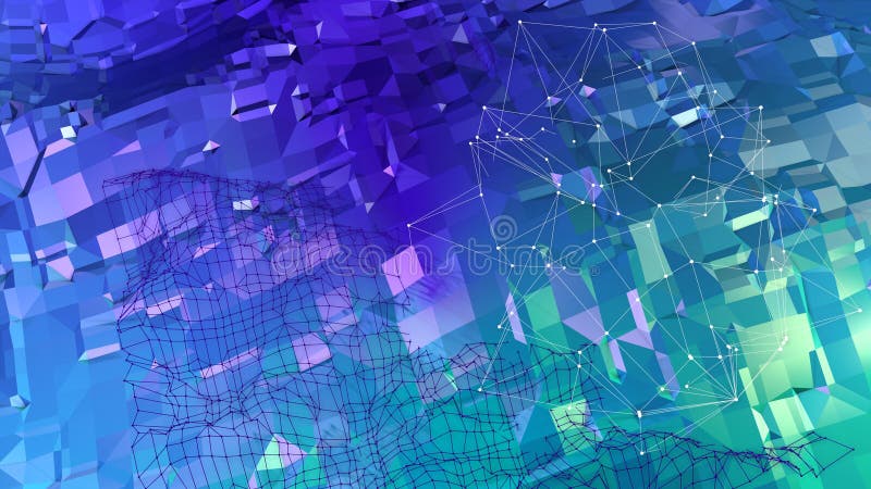 3d Rendering of Low Poly Background with 3d Objects Grid and Modern ...