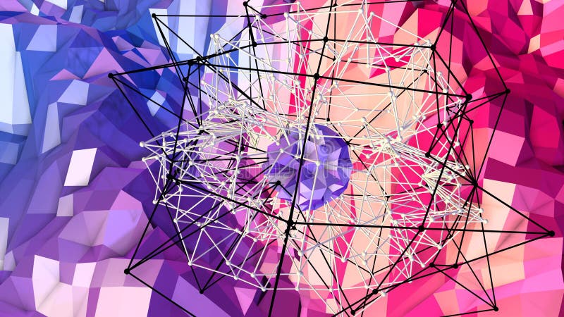 3d Rendering of Low Poly Background with 3d Objects Grid and Modern ...