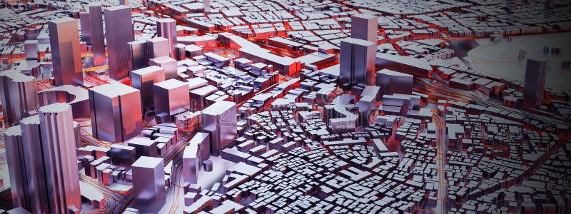 3D Rendering. Low Poly City Views. Urban Technology Concepts Stock ...