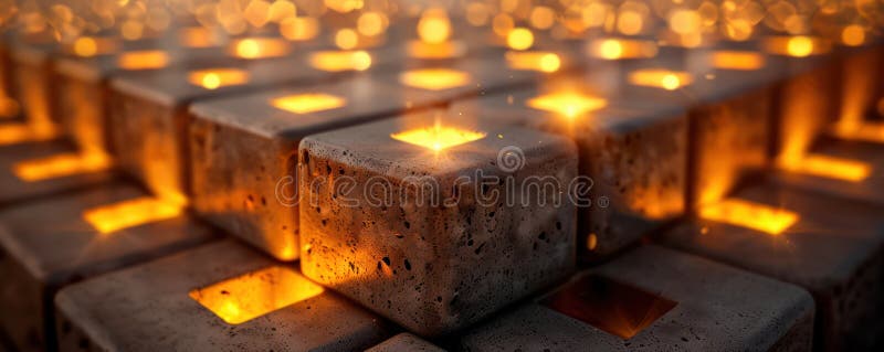 Abstract Architecture Illuminated by Intense Brightness, Luminous Cubes ...