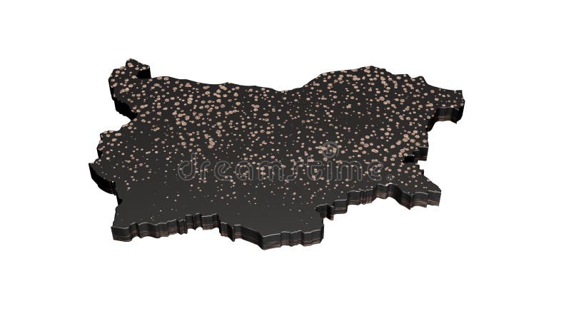 3D Rendering of a Luxurious Black Bulgaria Map Isolated on a White ...