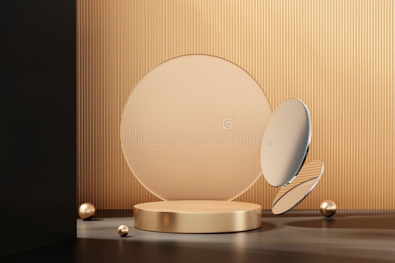 3D Rendering Luxury Gold Platform Podium Product Presentation Backdrop ...