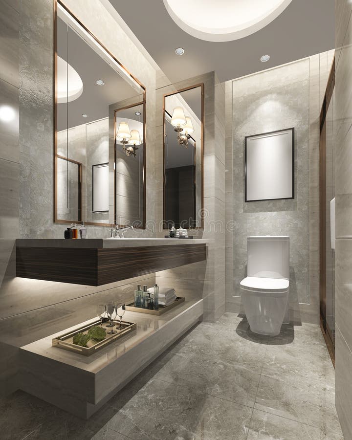 3d Rendering Luxury Modern Design Bathroom and Toilet Stock ...
