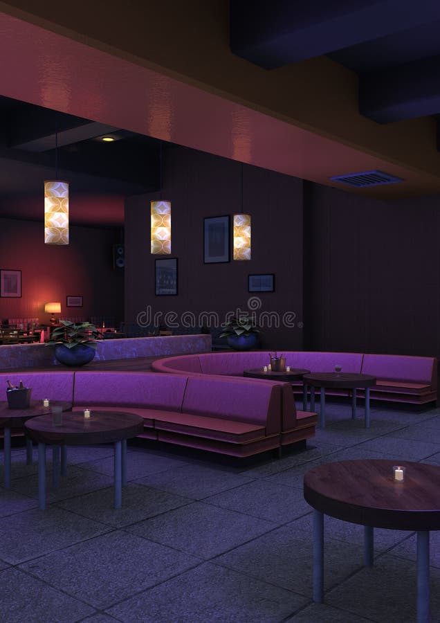 3D Rendering Lounge Bar Interior Stock Photo - Image of club, drink ...