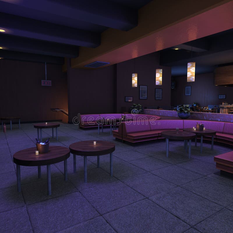 3D Rendering Lounge Bar Interior Stock Photo - Image of drink, table ...