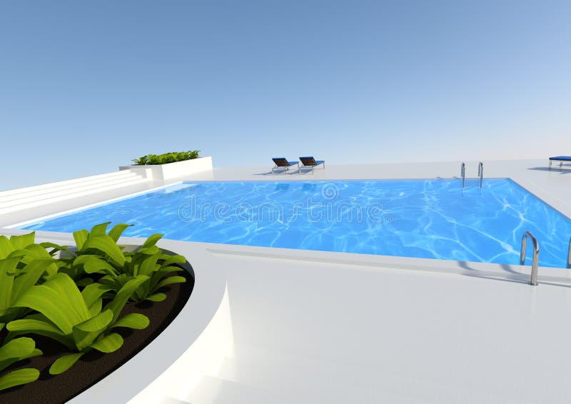 3D Rendering Pool Outside stock illustration. Illustration of exterior ...