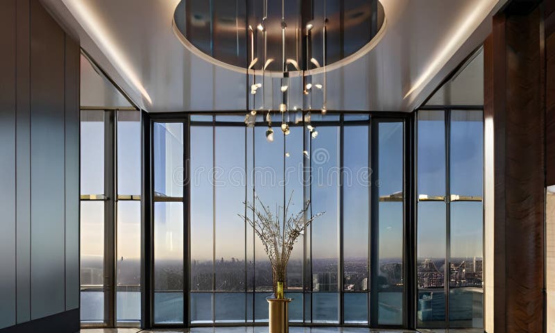 3D Rendering of Luxury Reception Hall Entrance and Lounge Stock ...