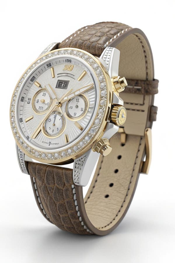 3D Rendering of a Luxury Watch on White Background Stock Illustration ...