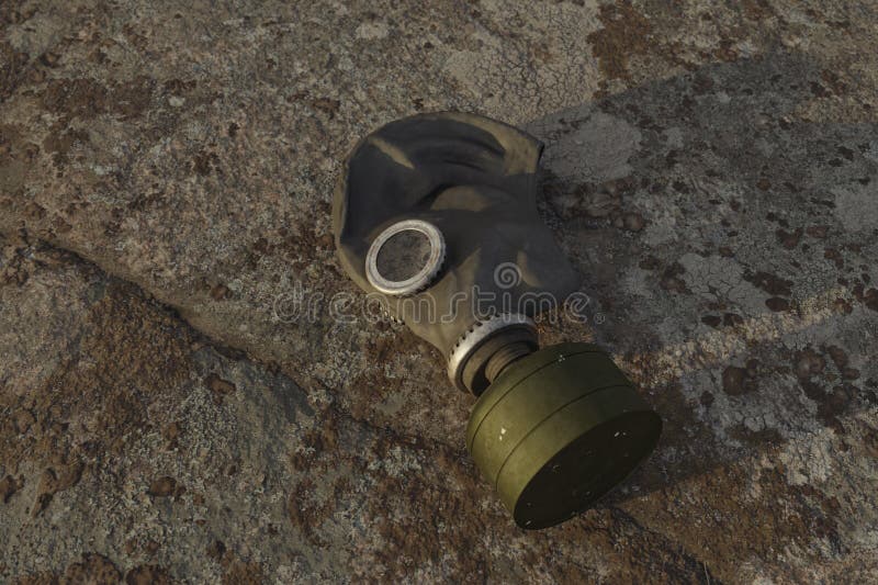 Lying Gas Mask on Stone Surface Stock Illustration - Illustration of ...
