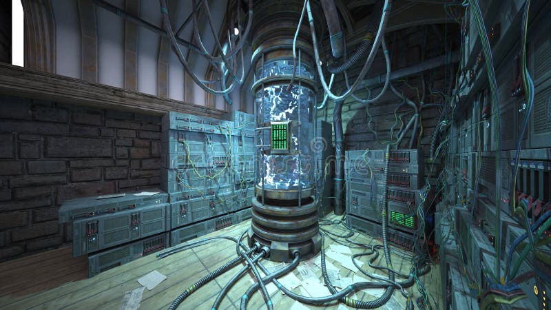 3D Rendering of the Machine Room Stock Illustration - Illustration of ...