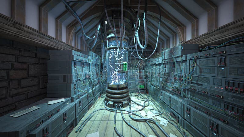 3D Rendering of the Machine Room Stock Illustration - Illustration of ...