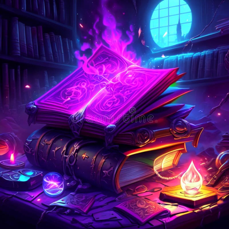 Open Book with Magic Books. 3d Vector Illustration in Cartoon Style ...