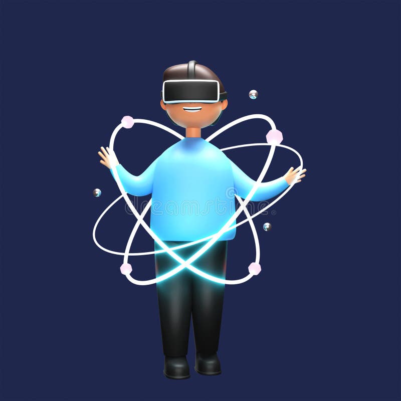 3D Rendering of a Male Character Wearing VR Goggle and Experiencing the ...