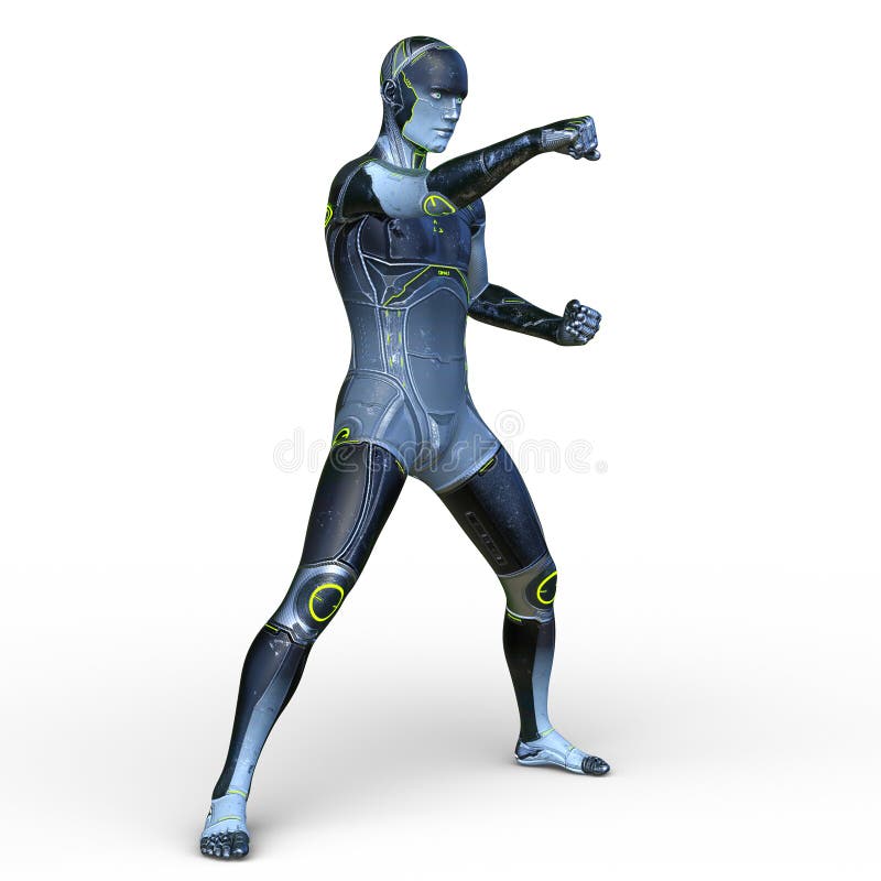 3D Rendering of a Male Cyborg Stock Illustration - Illustration of ...