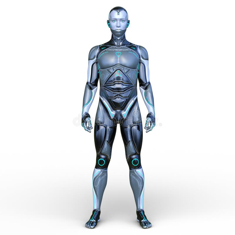 3D Rendering of a Male Cyborg Stock Illustration - Illustration of ...
