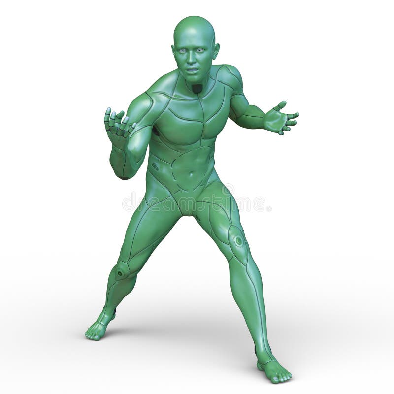 3D Rendering of a Male Cyborg Stock Illustration - Illustration of ...
