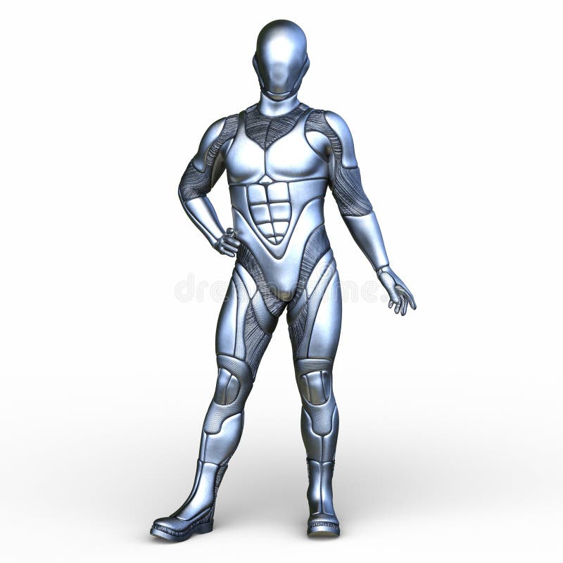 3D Rendering of a Male Cyborg Stock Illustration - Illustration of ...