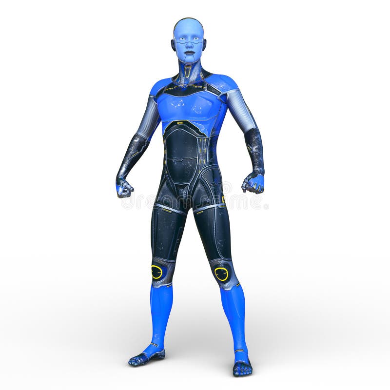 3D Rendering of a Male Cyborg Stock Illustration - Illustration of ...