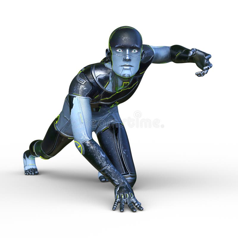 3D Rendering of a Male Cyborg Stock Illustration - Illustration of ...