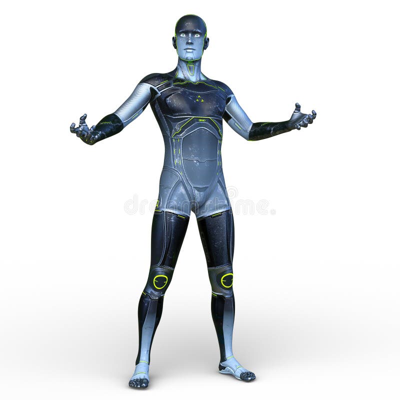 3D Rendering of a Male Cyborg Stock Illustration - Illustration of ...