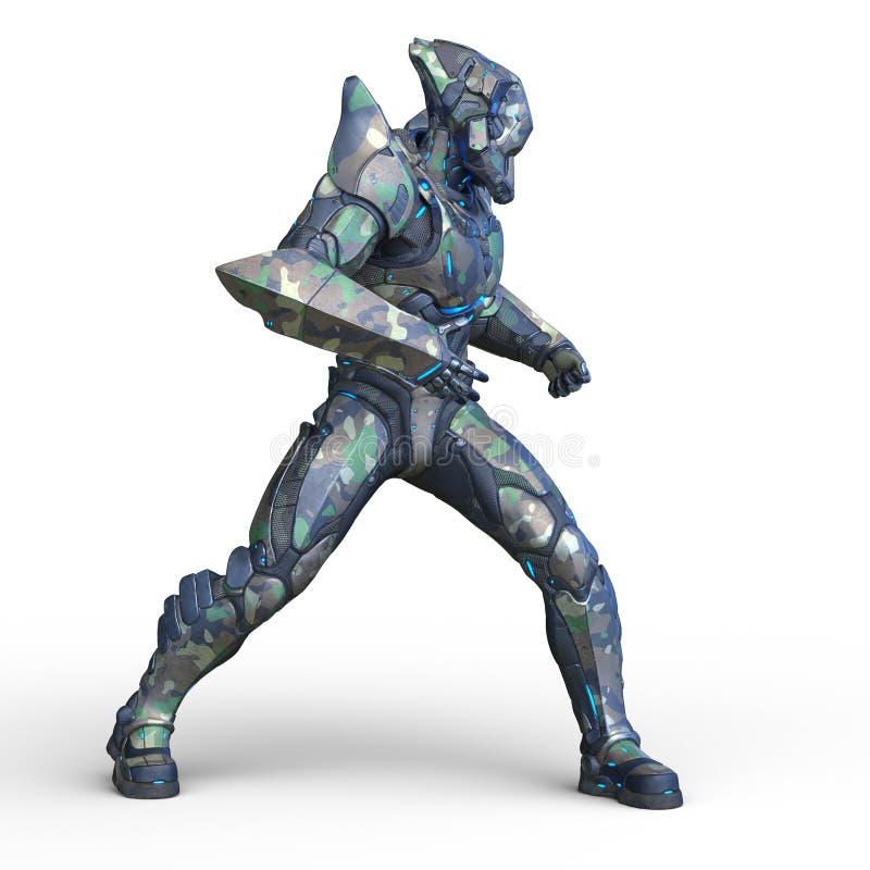 3D Rendering of a Male Cyborg Stock Illustration - Illustration of male ...