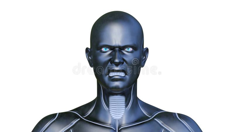 3D Rendering of a Male Cyborg S Face Close-up Stock Video - Video of ...
